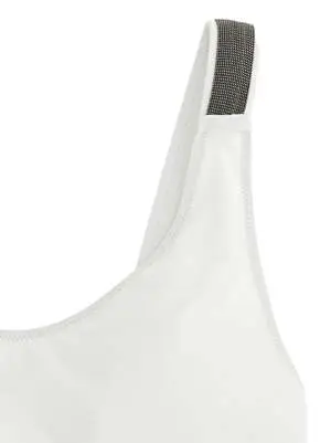 Brunello Cucinelli Precious Details' One-piece Swimsuit - White