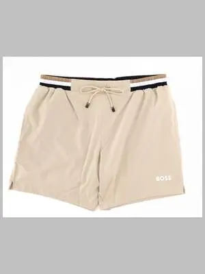 BOSS Swim Shorts With Logo - Cream