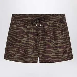 Attico Zebra Print Nylon Shorts - Multicolor