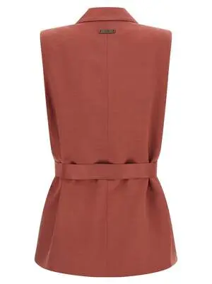 Peserico Double-breasted Linen Viscose Vest With Peak Lapels - Red