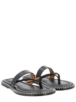 Dries Van Noten Leather Thong Sandals - Black