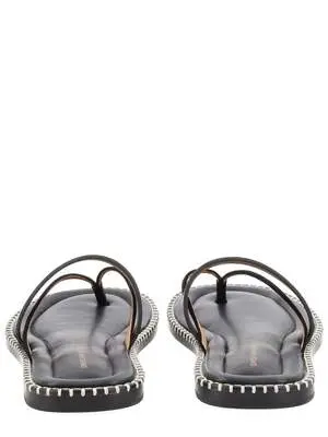 Dries Van Noten Leather Thong Sandals - Black