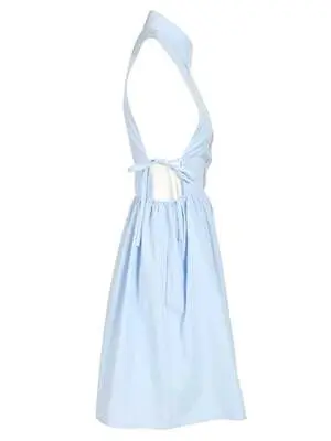 Miu Miu Sleeveless Poplin Shirt Dress With Bow Detail