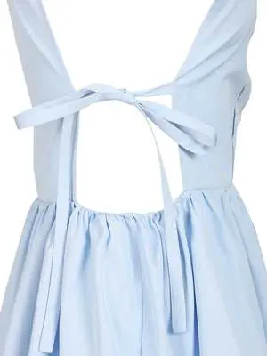 Miu Miu Sleeveless Poplin Shirt Dress With Bow Detail