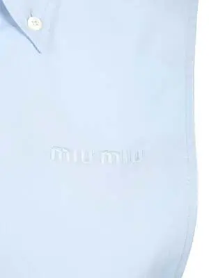 Miu Miu Sleeveless Poplin Shirt Dress With Bow Detail