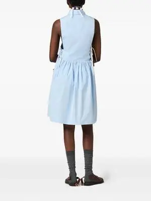 Miu Miu Sleeveless Poplin Shirt Dress With Bow Detail - Blue