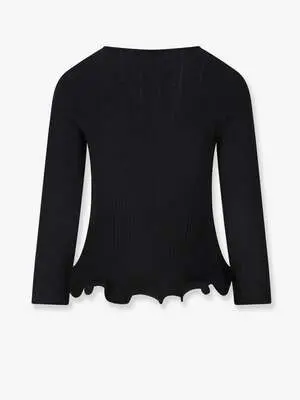 Fendi Wool Knitwear With Ruffle Detail - Black