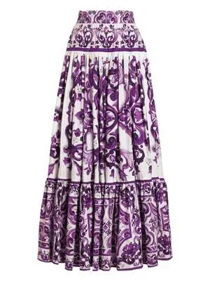 Dolce & Gabbana Long Skirt With Majolica Print - Multicolor
