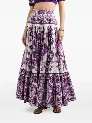 Dolce & Gabbana Long Skirt With Majolica Print
