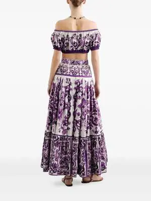 Dolce & Gabbana Long Skirt With Majolica Print