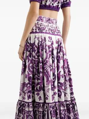 Dolce & Gabbana Long Skirt With Majolica Print