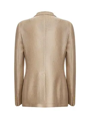Tagliatore Beige Jacquard Cotton Double-breasted Blazer
