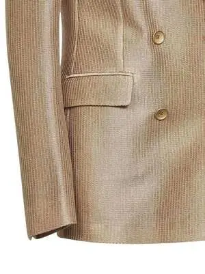 Tagliatore Beige Jacquard Cotton Double-breasted Blazer