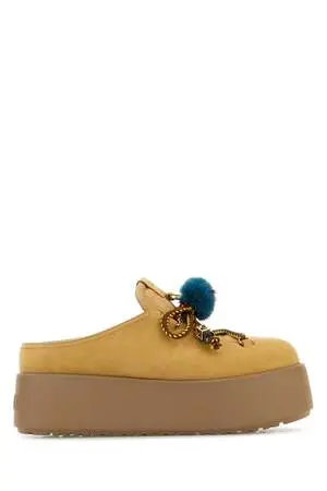 Fendi Beige Nubuck Aprés-chic Mules - Brown
