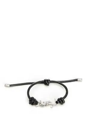 Saint Laurent Cassandre Leather Bracelet - Black