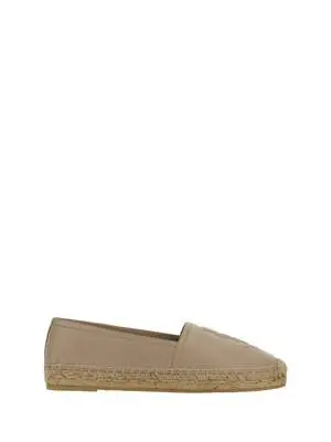Saint Laurent SAINT LAURENT Lambskin Espadrilles With Embossed Monogram Cream