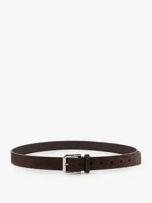 Brunello Cucinelli Suede Belt With Metal Buckle And Tip - Multicolor