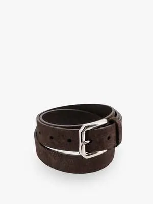 Brunello Cucinelli Suede Belt With Metal Buckle And Tip - Multicolor