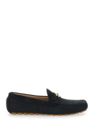 Valentino Garavani Suede Loafers With Vlogo Plaque - Black