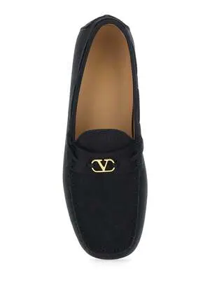 Valentino Garavani Suede Loafers With Vlogo Plaque - Black