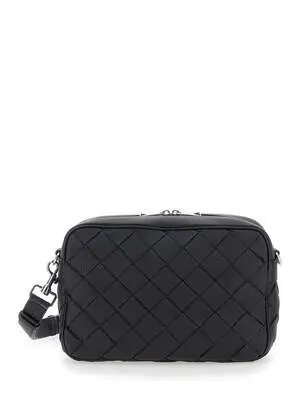Bottega Veneta Medium Messenger Bag In Hammered Leather With Intreccio Motif - Multicolor