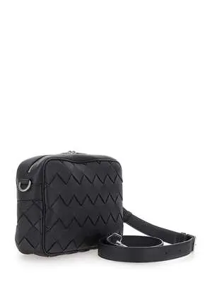 Bottega Veneta Medium Messenger Bag In Hammered Leather With Intreccio Motif