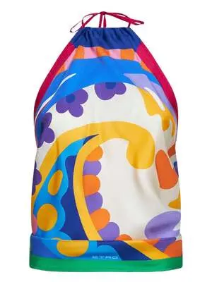 Etro Paisley Print Silk Halter Top - Multicolor