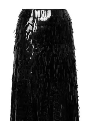 SELF-PORTRAIT Black Sequin Midi Skirt