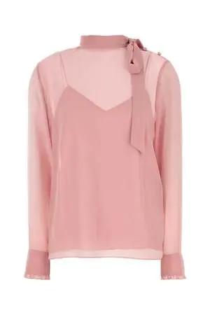 Gucci Silk Crepe Blouse With Bow Detail - Pink