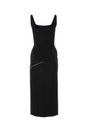Alexander McQueen Wool Twill Dress With Zip Detail