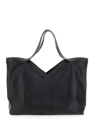 Saint Laurent Tote Bag With Two Top Handles And Hook Closure In Leather - Black