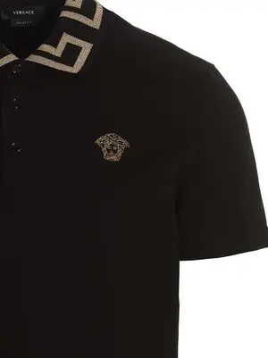 Versace Greca' Polo Shirt - Black