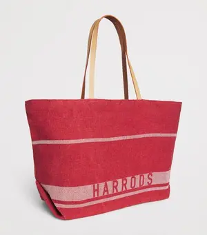 Harrods Jute Stripe Shopper Bag - Red