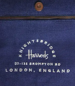 Harrods Jute Stripe Shopper Bag With Leather Straps