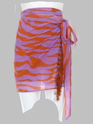 Attico Printed Pareo With Fringed Trim - Multicolor