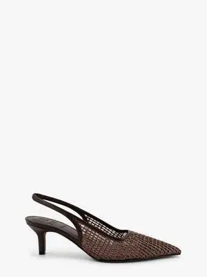 Brunello Cucinelli Leather Decollete With Precious Net Detail - Multicolor