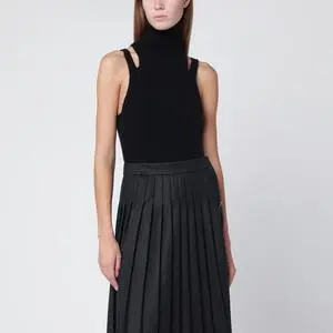 ROBERTO COLLINA Sleeveless Cashmere Blend High Neck Top With Cut-out Shoulders