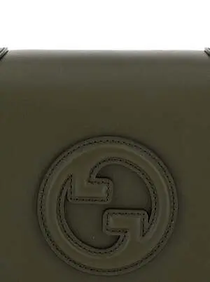 Gucci Blondie Handbag In Leather With Gg Logo Plaque - Green