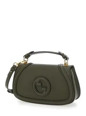 Gucci Blondie Handbag In Leather With Gg Logo Plaque - Green