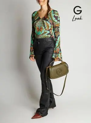Gucci Blondie Handbag In Leather With Gg Logo Plaque - Green