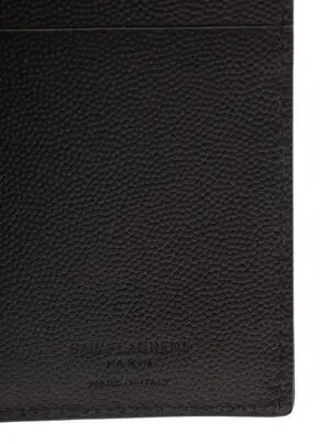 Saint Laurent Cardholder 'grain De Poudre' With Logo Embossed In Leather For - Black