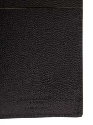 Saint Laurent Cardholder 'grain De Poudre' With Logo Embossed In Leather For - Black