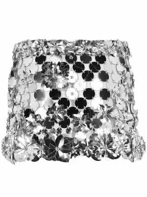 PACO RABANNE Paco Rabanne Metallic Floral Detail Mini Skirt