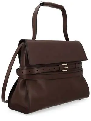 Moschino Borsa Tie Me Medium Leather Bag - Brown