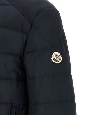 Moncler Selves' Down Jacket With Stand Collar And Logo Patch