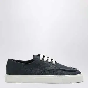 Prada Hammered Leather Lace-up Sneakers - Blue