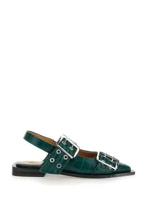 GANNI Ballet Flats With Double Buckle Closure - Multicolor