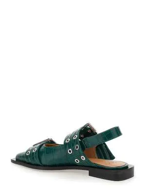 GANNI Ballet Flats With Double Buckle Closure - Multicolor