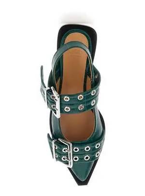 GANNI Ballet Flats With Double Buckle Closure - Multicolor