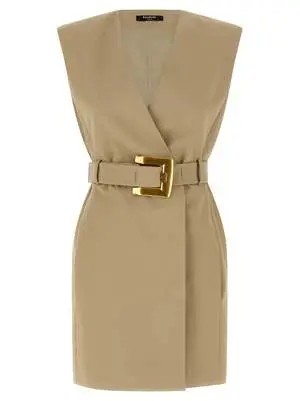 Balmain BALMAIN Anthem Dress In Cotton Gabardine Cream